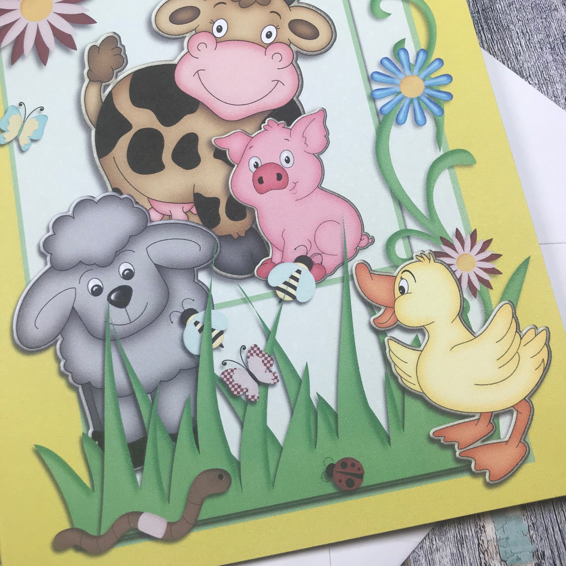 Farm Animals Birthday Card Kids Card Childs Age Birthday | Etsy