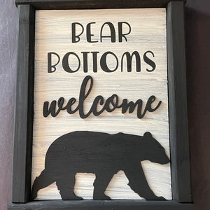 Bear Bottoms Welcome Bathroom Wall Decor, Funny Cute Farmhouse Style ...