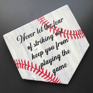 Baseball Decor, Never Let the Fear Quote, Wood Plaque, Rustic Wall ...