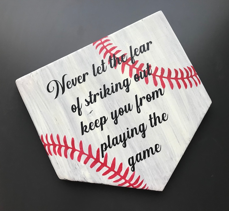 Baseball Decor Never Let the Fear Quote Wood Plaque Rustic - Etsy