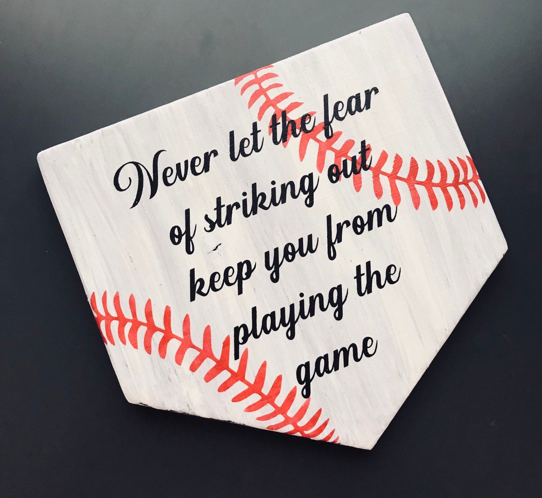 Baseball Decor, Never Let the Fear Quote, Wood Plaque, Rustic Wall ...
