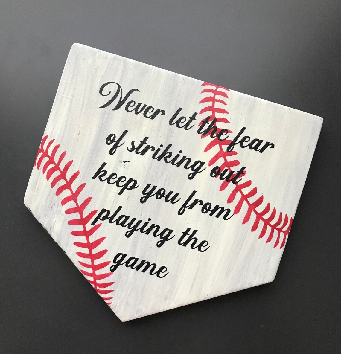 Baseball Decor Never Let the Fear Quote Wood Plaque Rustic - Etsy