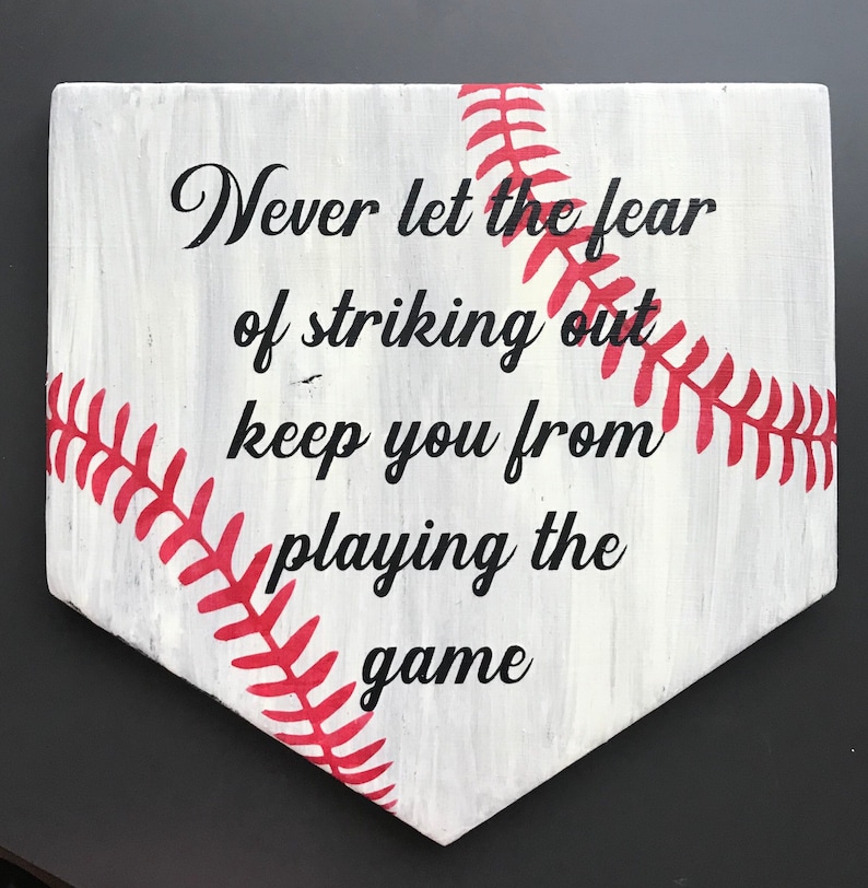 Baseball Decor Never Let the Fear Quote Wood Plaque Rustic - Etsy