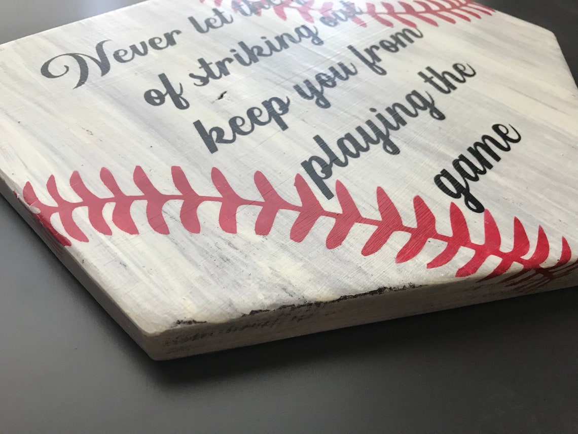Baseball Decor Never Let the Fear Quote Wood Plaque Rustic - Etsy
