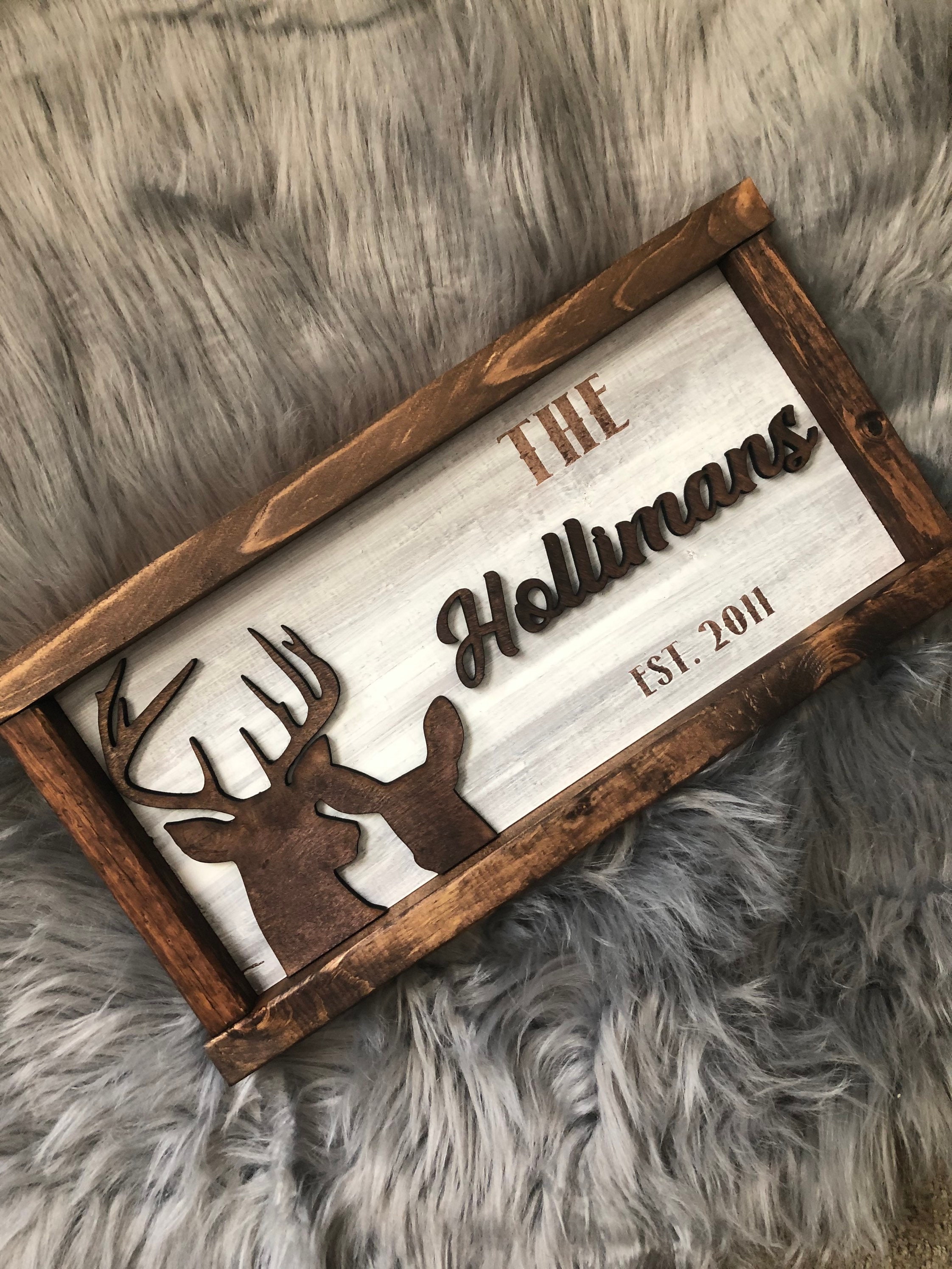 Rustic Personalized Deer Sign Anniversary Gift for Him Cabin - Etsy