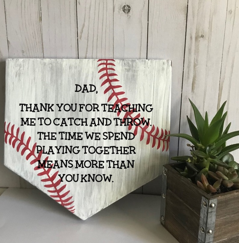 Baseball Fathers Day Gift for Dad, Gift From Kids to Dad, Softball Wood ...