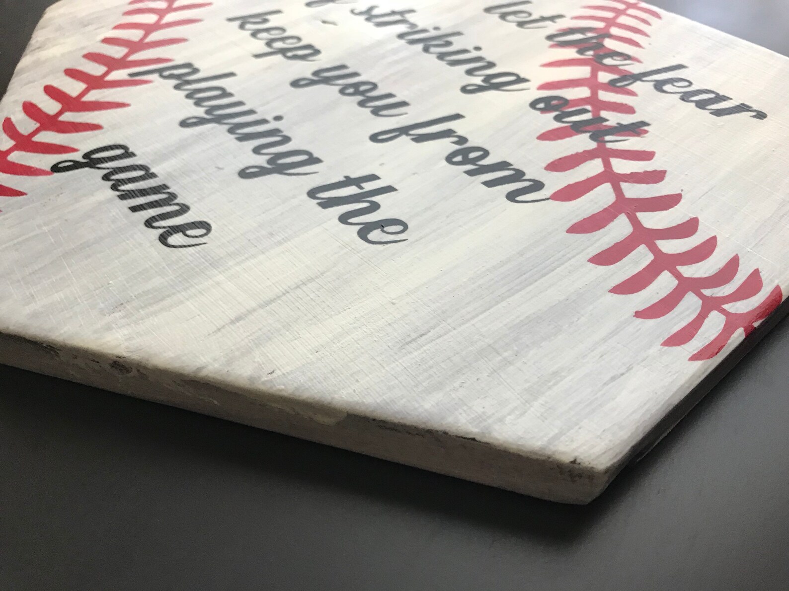 Baseball Decor Never Let the Fear Quote Wood Plaque Rustic - Etsy