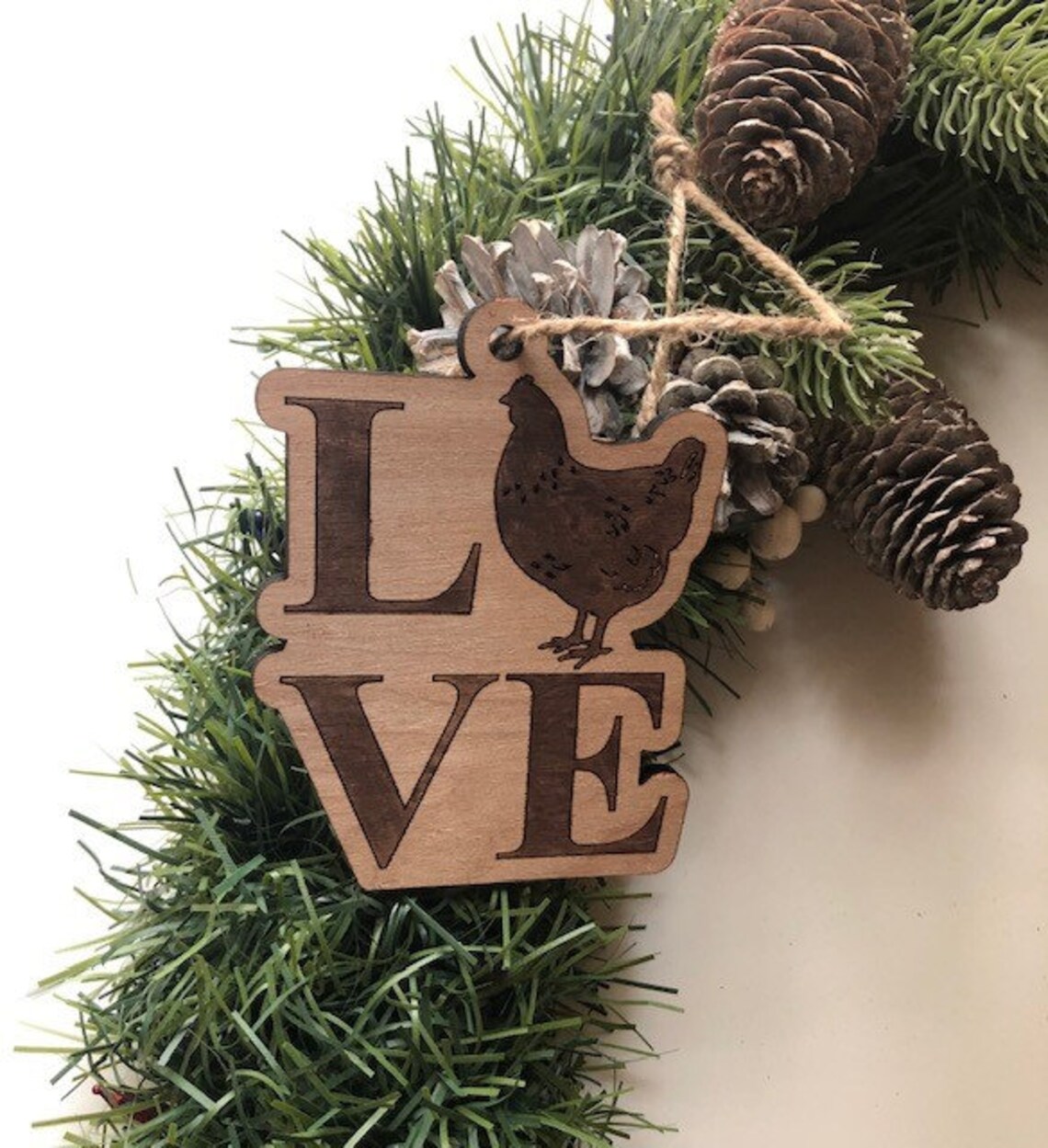 Chicken Engraved Christmas Ornament Hen Love Gift Tag Wood - Etsy