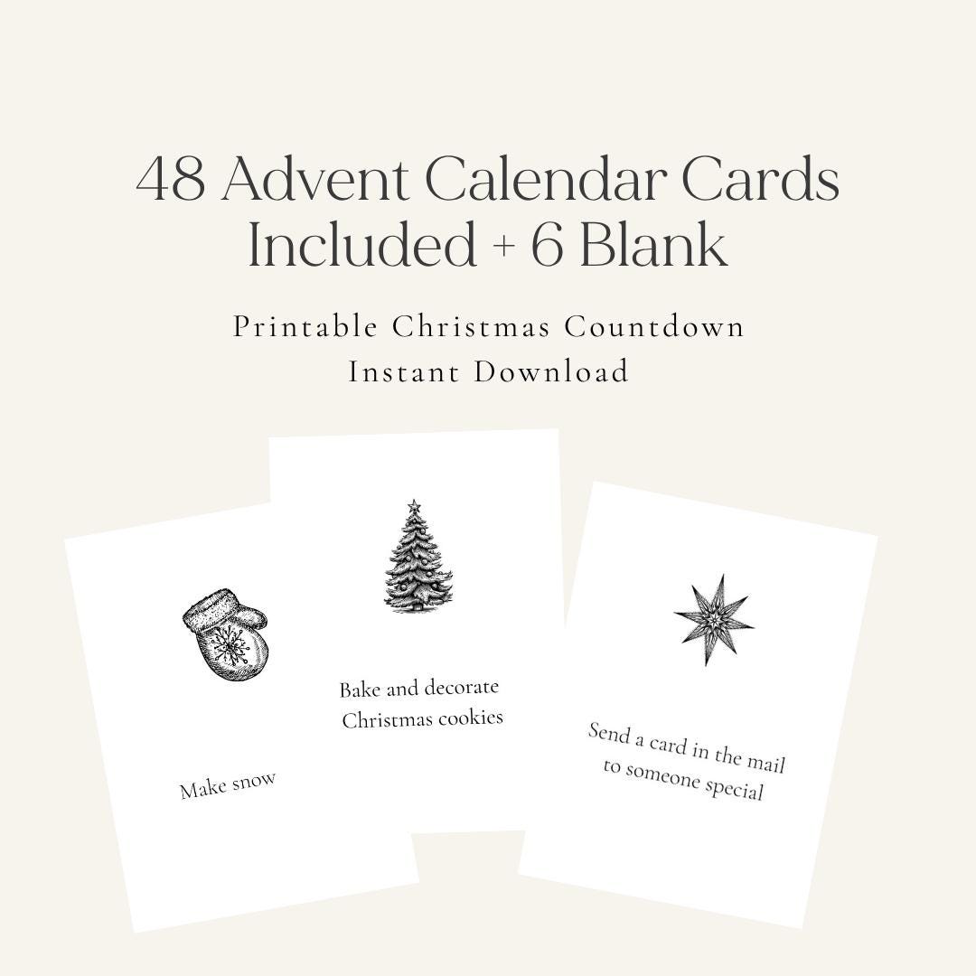 Cottage Cabin Advent Calendar Cards | Rustic Christmas, Set of 48 (PDF ...