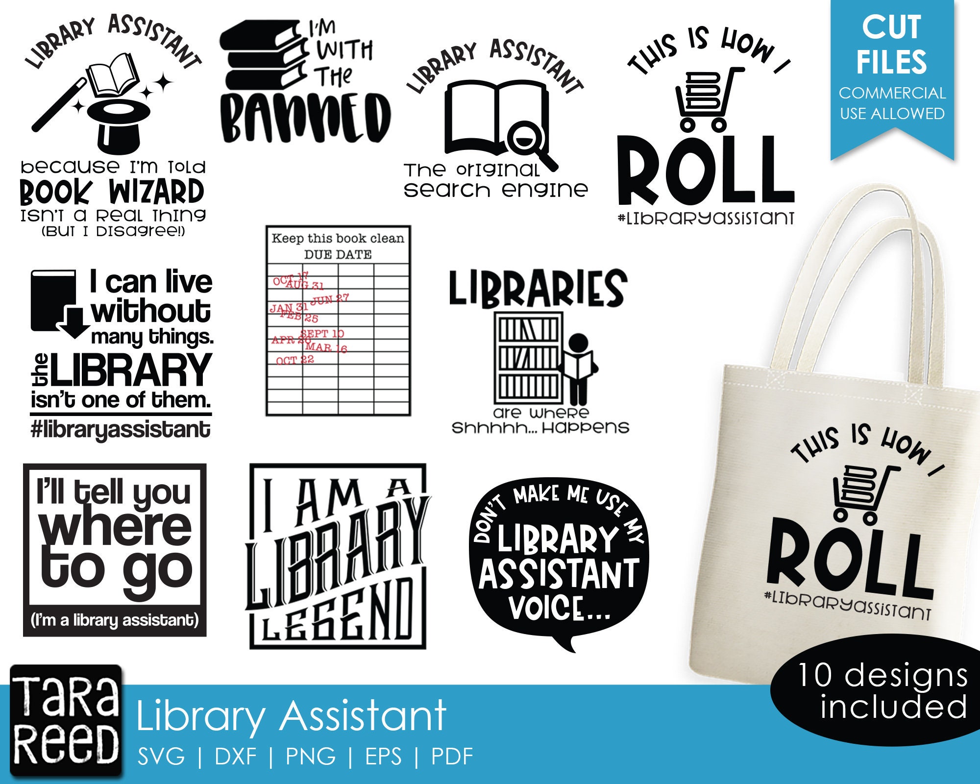 Library Assistant Reading SVG and Cut Files for Crafters | Etsy