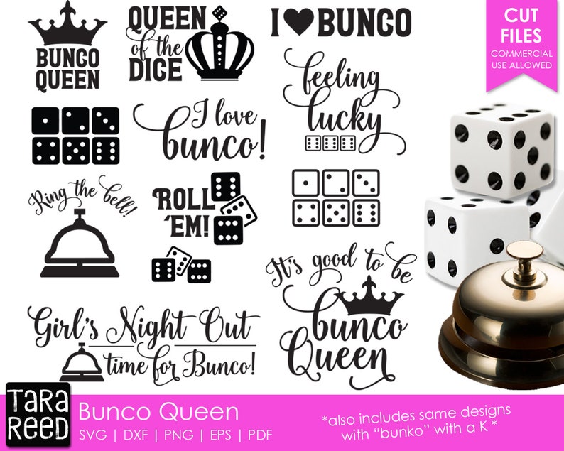Bunco Queen Bunco / Bunko SVG and Cut Files for Crafters | Etsy