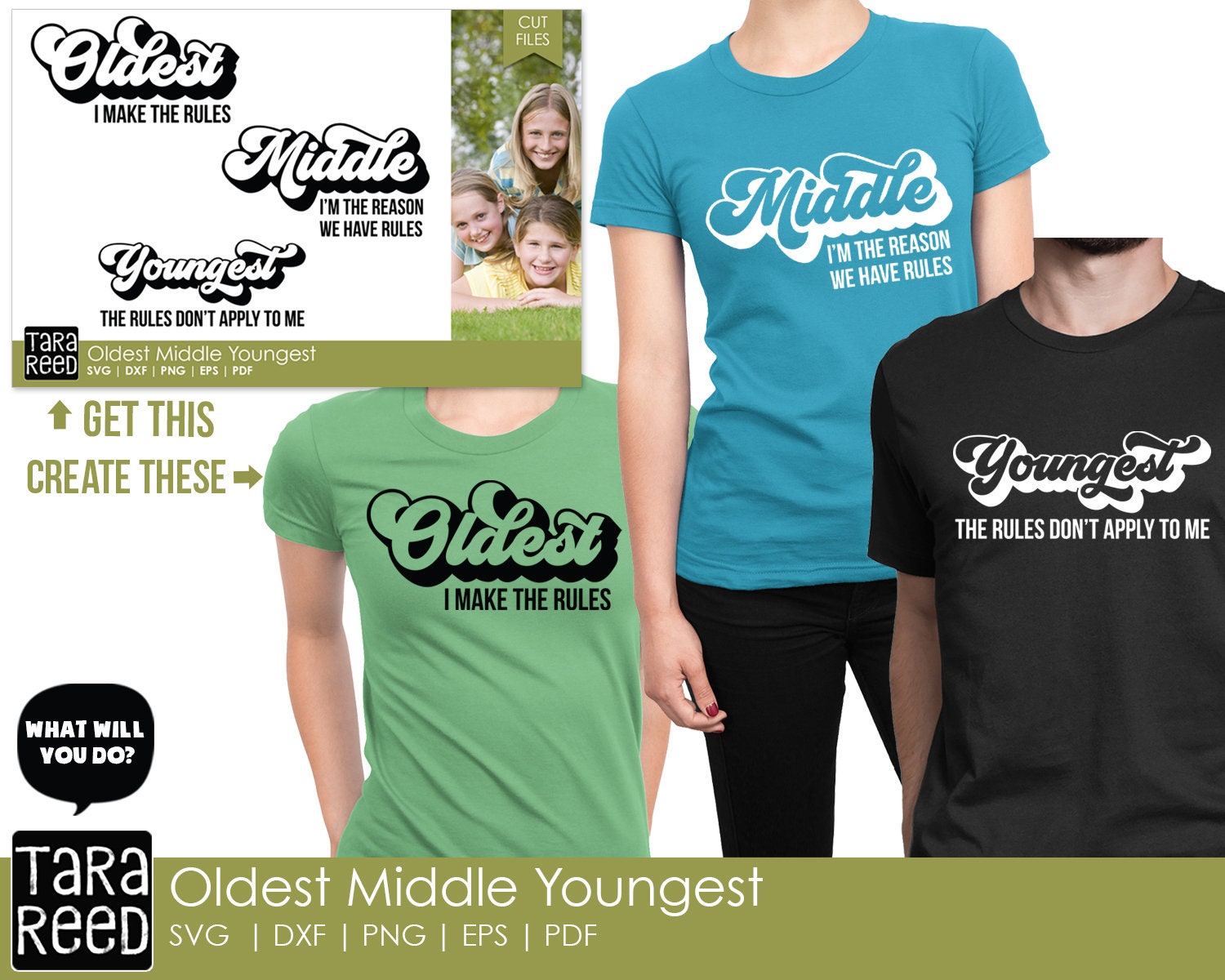 Oldest Middle and Youngest Siblings - Family SVG and Cut Files - Etsy