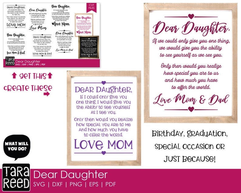 Dear Daughter - Family SVG and Cut Files for Crafters - Etsy