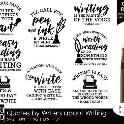 Quotes by Writers About Writing Writing SVG and Cut Files - Etsy