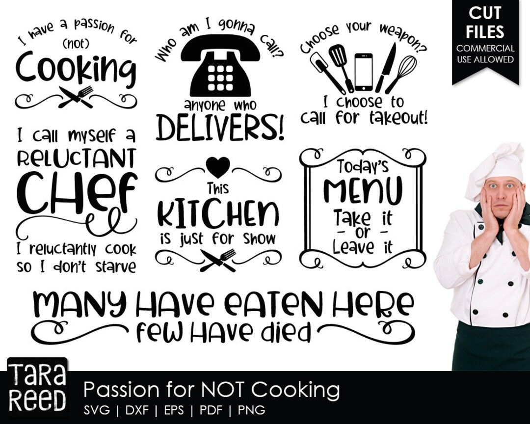 Passion for NOT Cooking - Kitchen SVG and Cut Files for Crafters - Etsy