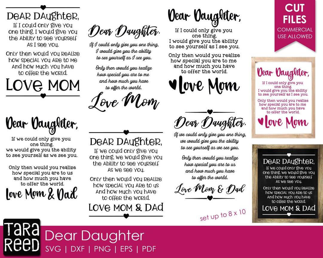 Dear Daughter - Family SVG and Cut Files for Crafters - Etsy