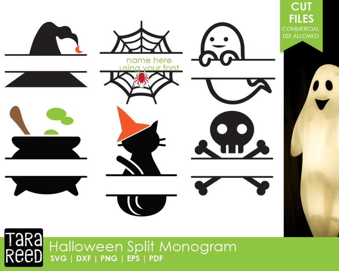Halloween Split Monogram SVG and Cut Files - Etsy