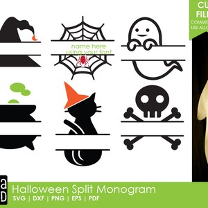 Halloween Split Monogram SVG and Cut Files - Etsy