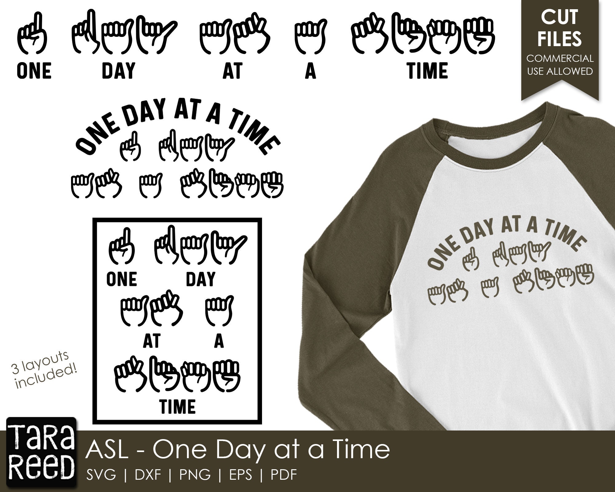 ASL One Day at a Time Sign Language SVG and Cut Files for | Etsy