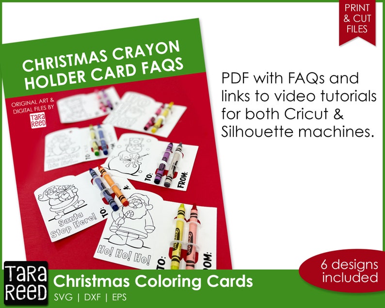 6 Christmas Print Then Cut Coloring Cards for Cricut and - Etsy