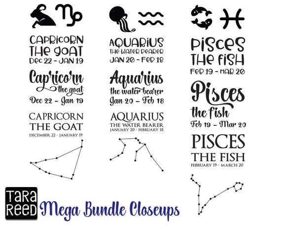Digital Mega Zodiac Bundle Zodiac Symbols png Moon Phase svg Large ...