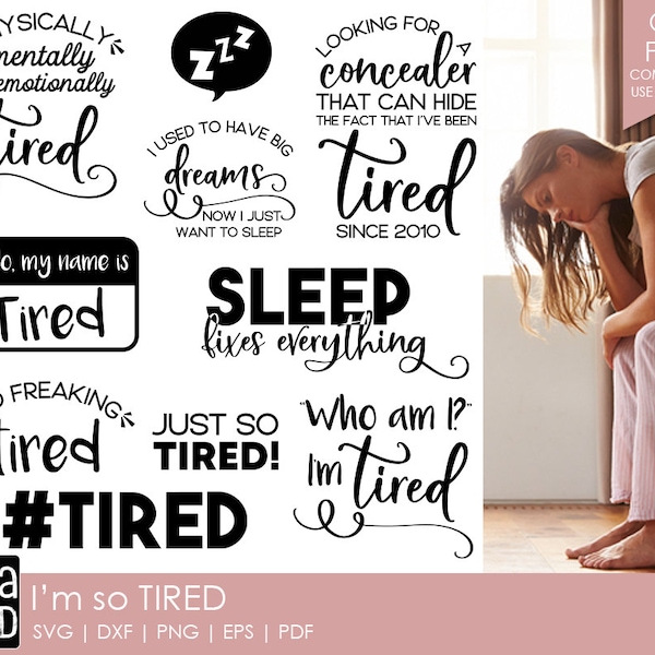 Im Tired Svg - Etsy
