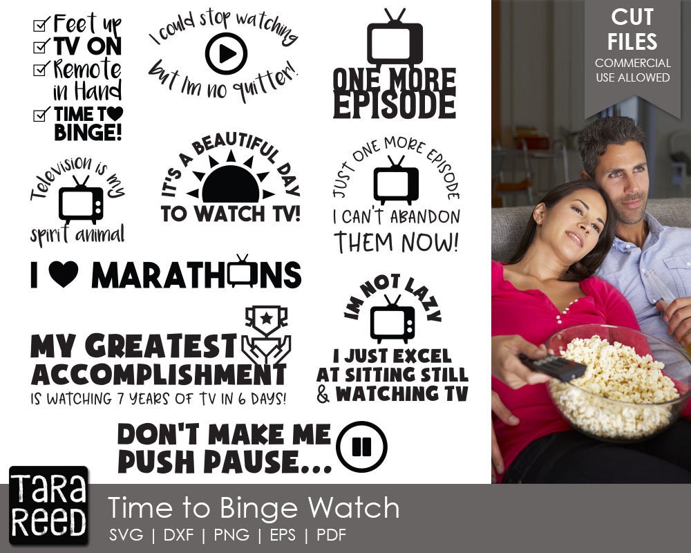 Time to Binge Watch TV SVG and Cut Files for Crafters | Etsy