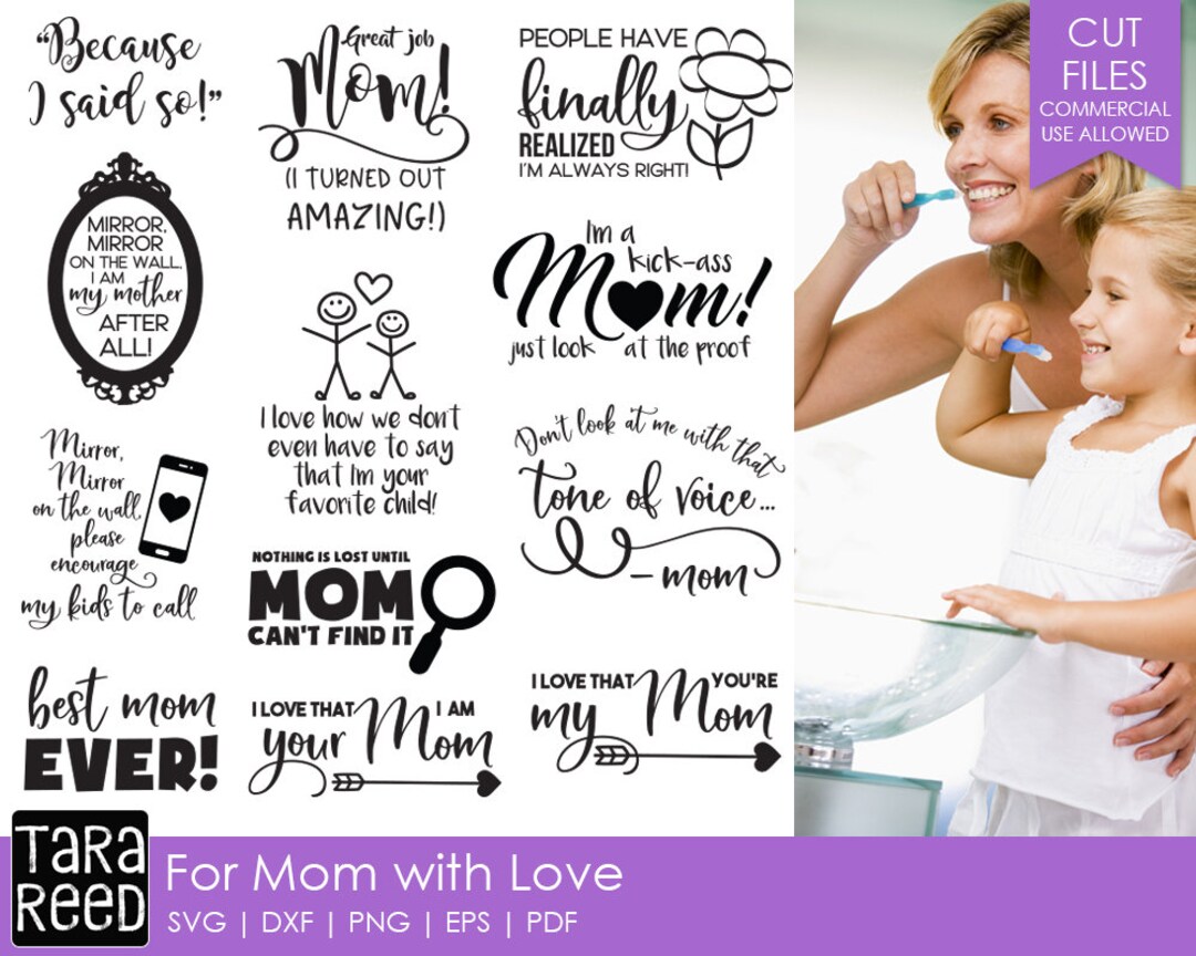For Mom With Love - Mom SVG and Cut Files for Crafters - Etsy