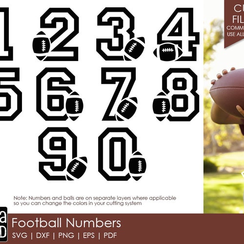 Football Numbers Football SVG and Cut Files for Crafters - Etsy
