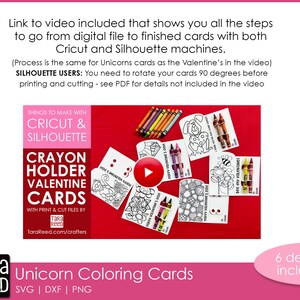 6 Unicorn Print & Cut Coloring Cards for Cricut and Silhouette | Etsy