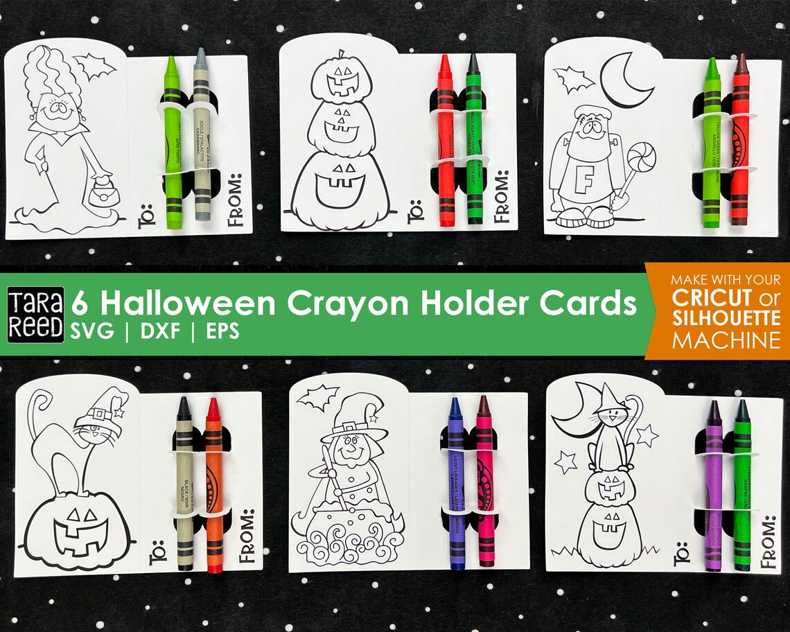 More Halloween Print Then Cut Coloring Cards for Cricut and - Etsy