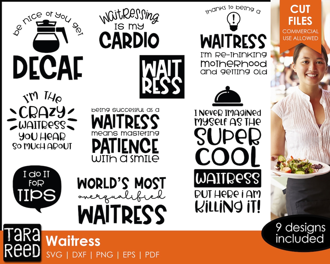 Waitress SVG and Cut Files for Crafters - Etsy