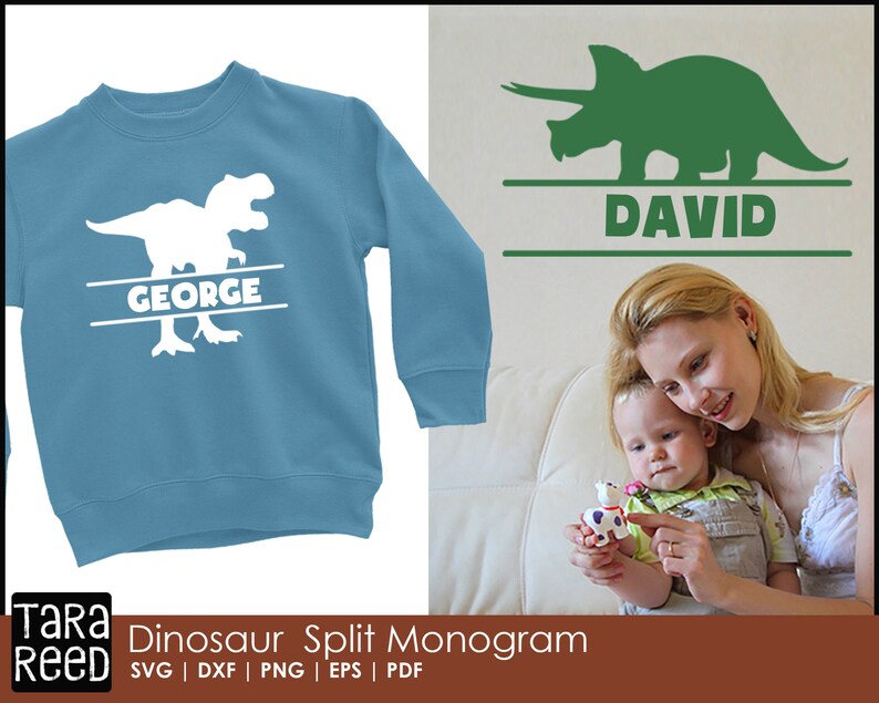 Dinosaur Split Monogram Dinosaur SVG and Cut Files for - Etsy