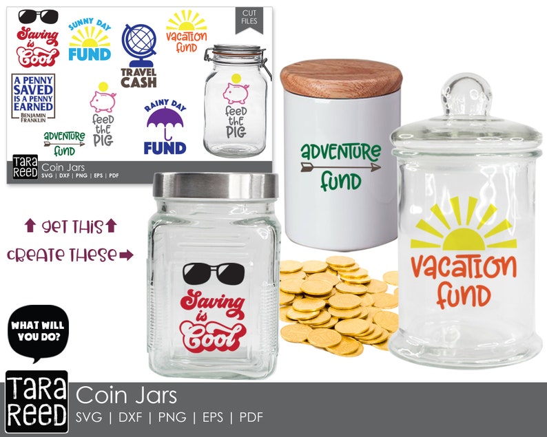 Coin Jar Designs SVG and Cut Files for Crafters - Etsy Australia