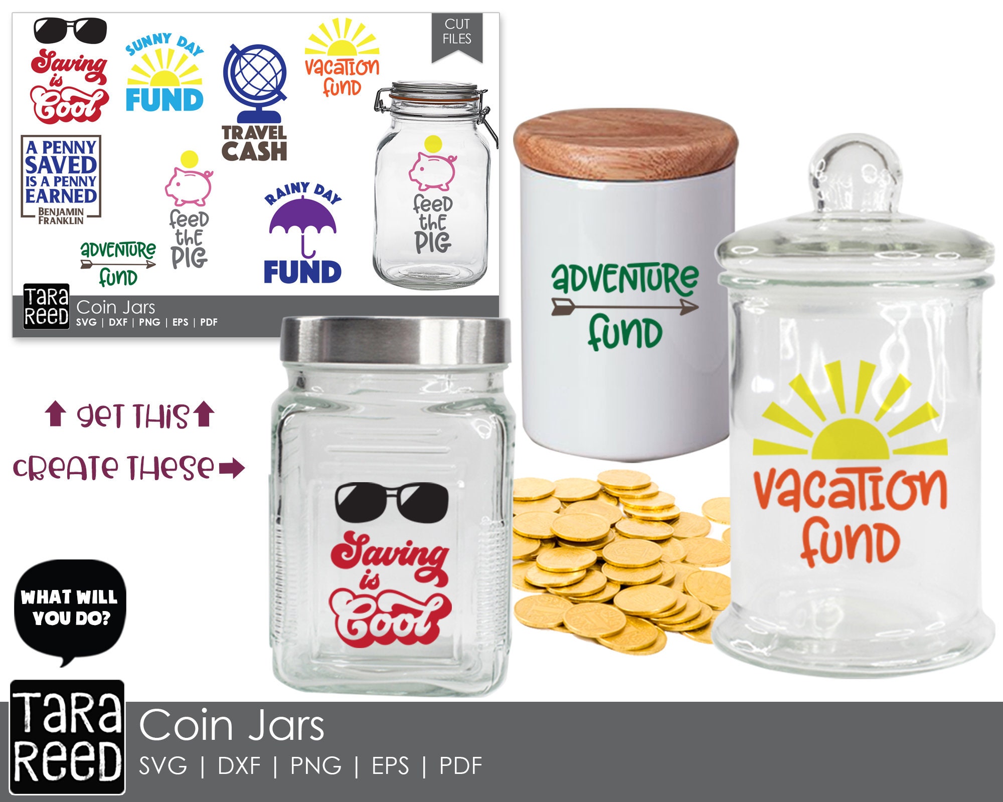 Coin Jar Designs SVG and Cut Files for Crafters - Etsy