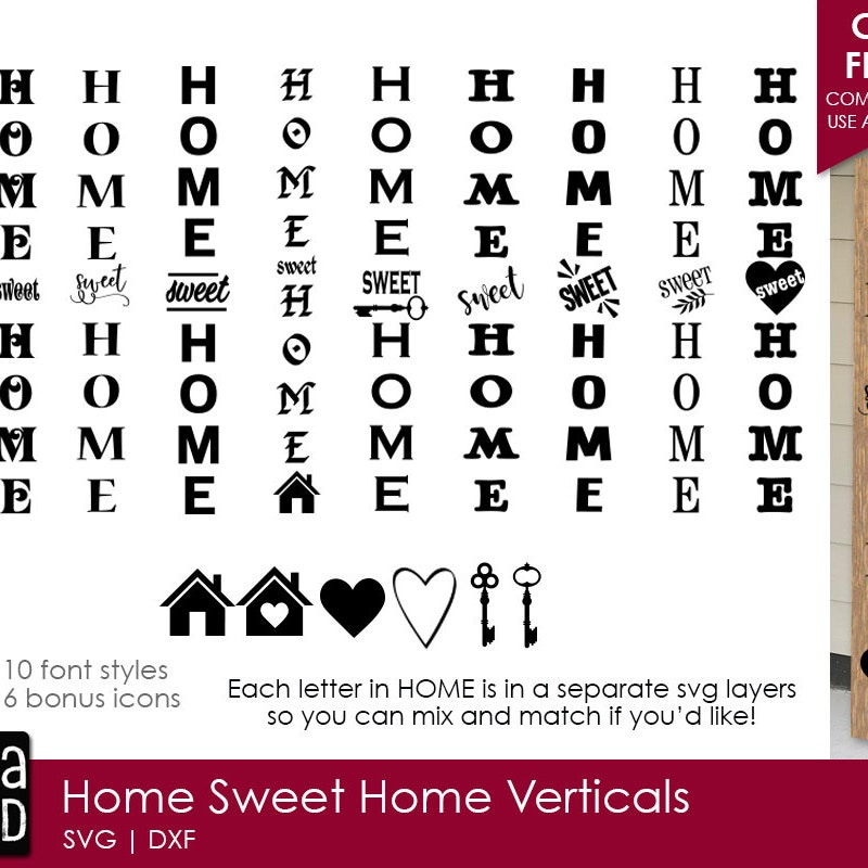 Vertical Home Sweet Home Svg - Etsy