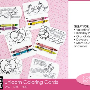 6 Unicorn Print & Cut Coloring Cards for Cricut and Silhouette - Etsy