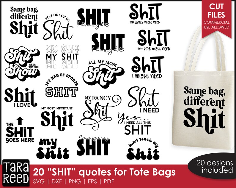 Shit SVG Files for Cricut or Silhouette Edgy Tote Bags - Etsy