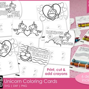 6 Unicorn Print & Cut Coloring Cards for Cricut and Silhouette - Etsy