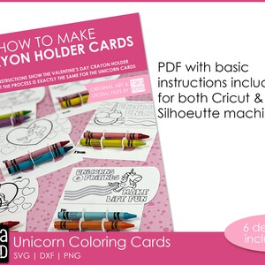 6 Unicorn Print & Cut Coloring Cards for Cricut and Silhouette | Etsy