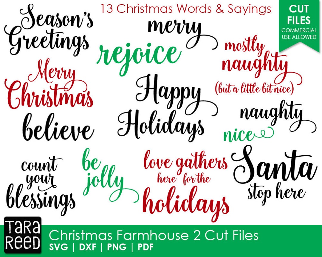 Christmas Farmhouse Words Christmas SVG and Cut Files for Crafters - Etsy