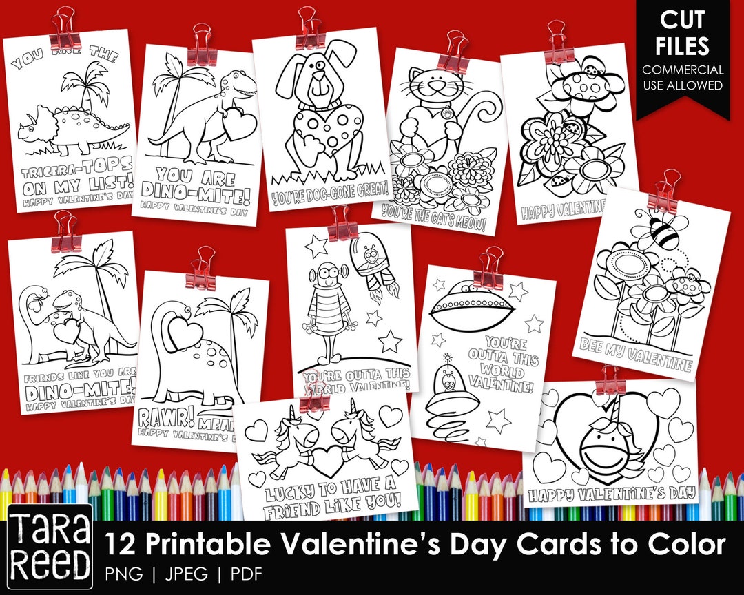 Printable Valentine Cards Set of 12 School Valentines Day Cards - Etsy