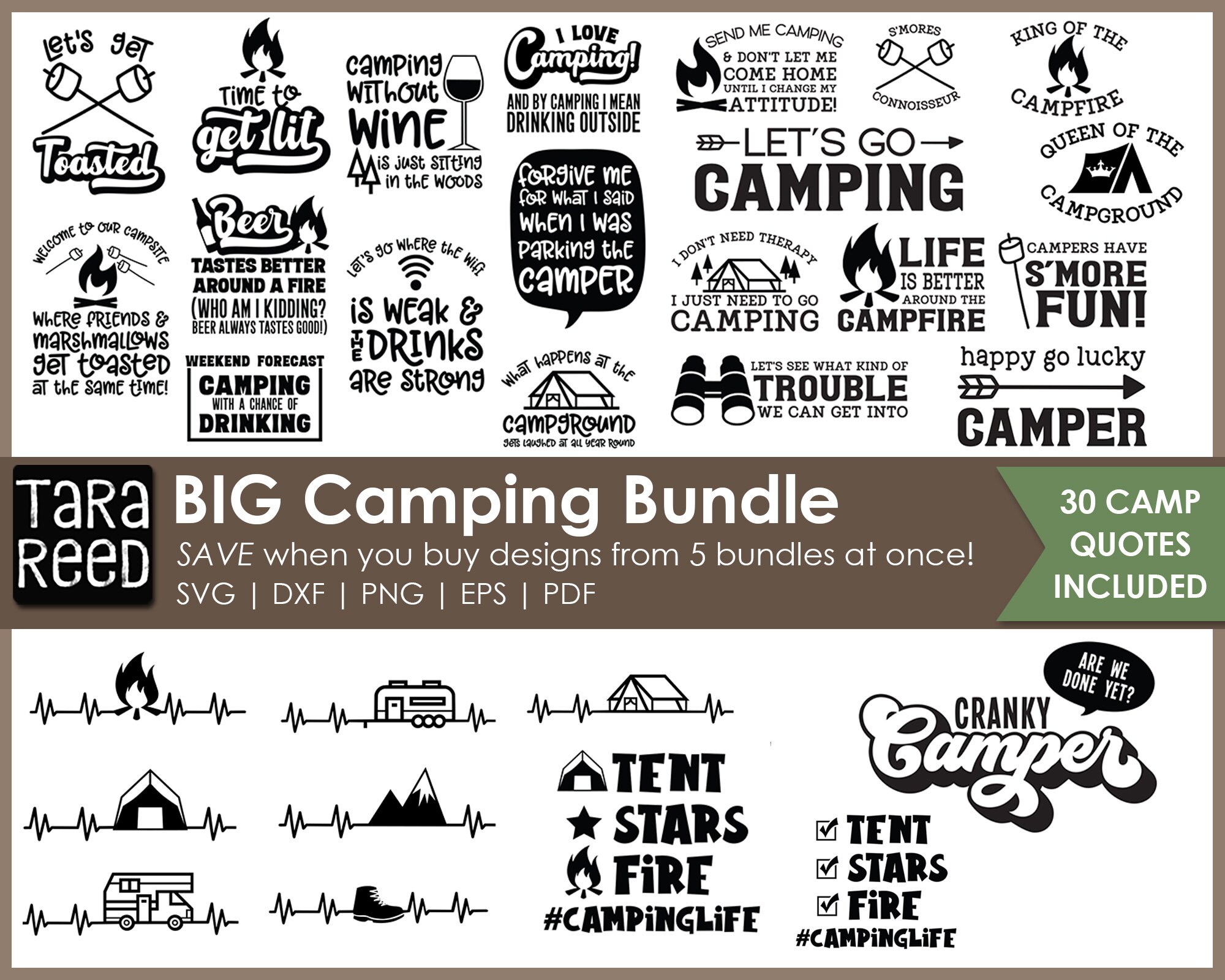 BIG Camping Bundle 30 Camp SVG Files for Cricut or - Etsy