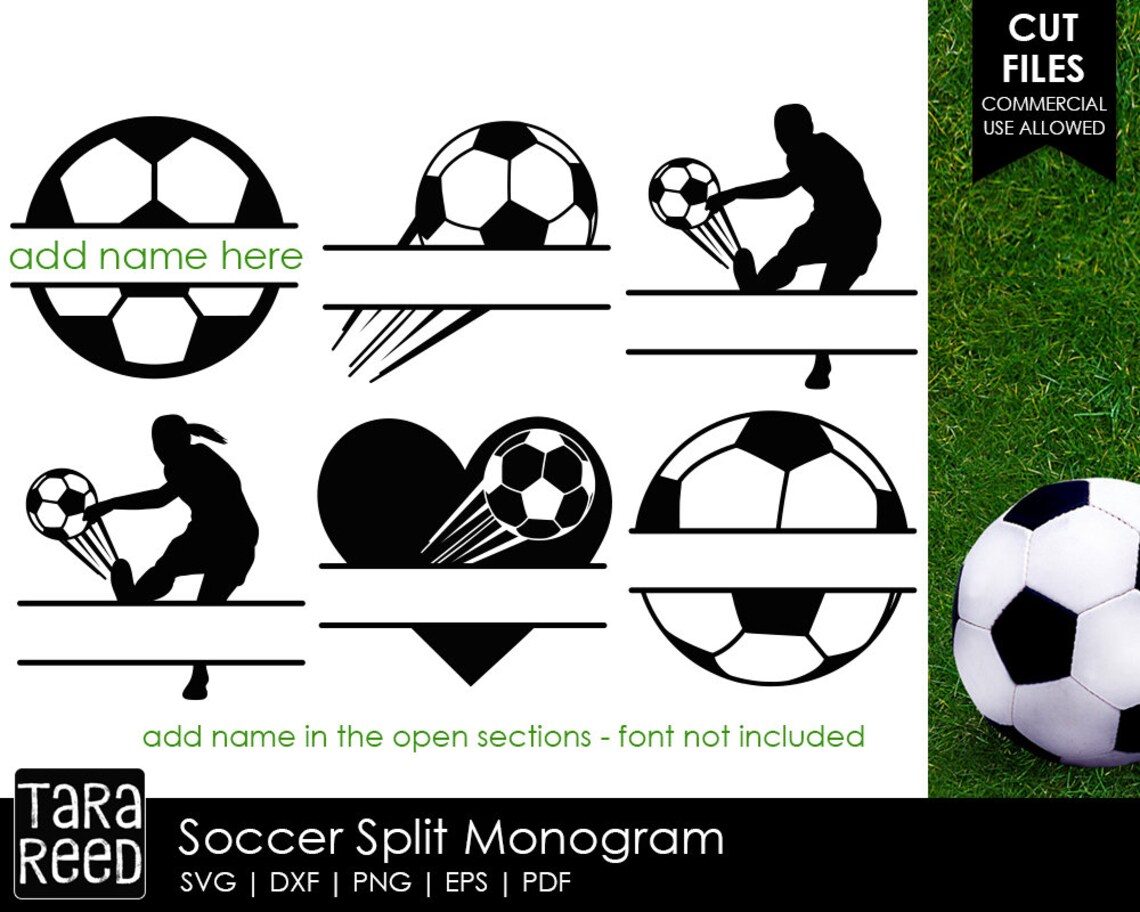 Soccer Split Monogram Soccer SVG and Cut Files for Crafters | Etsy