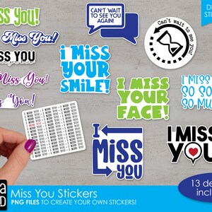 Miss You Print and Cut Stickers - Etsy