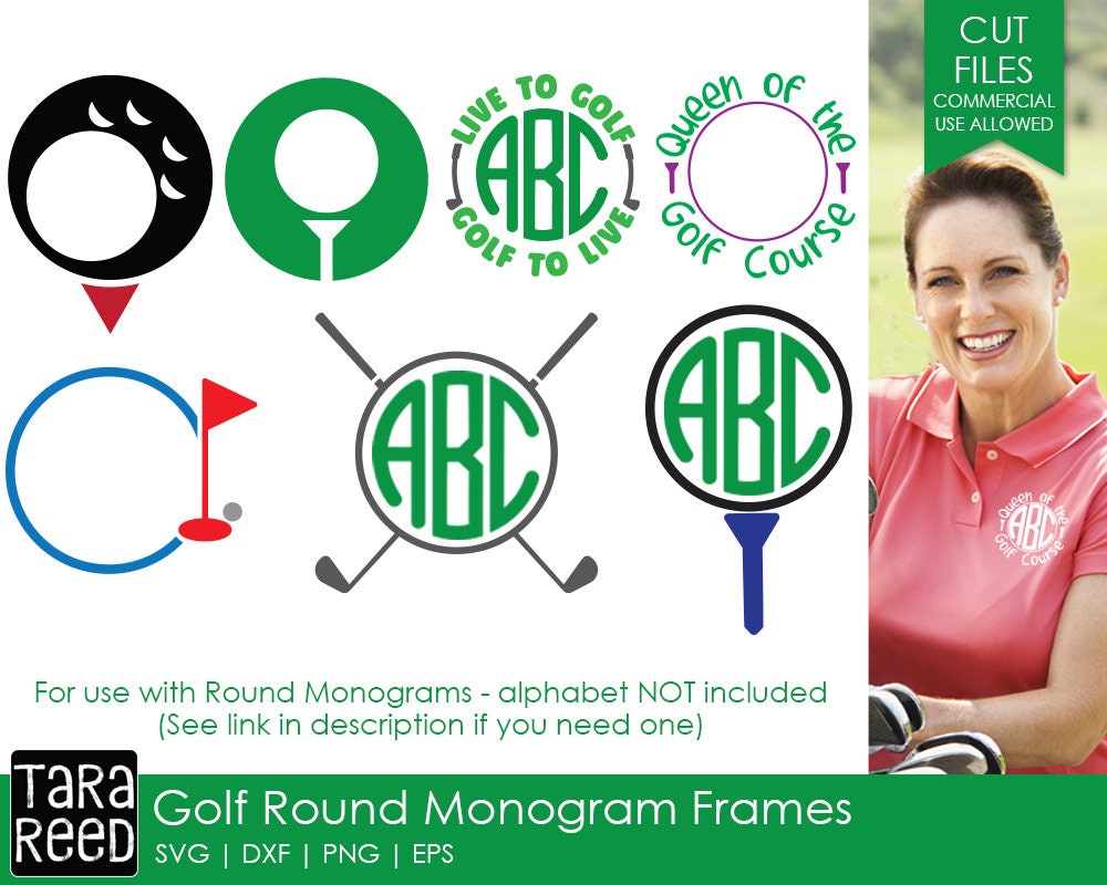 Golf Round Monogram Frames Golf SVG and Cut Files for | Etsy
