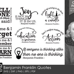 Benjamin Franklin Quotes SVG and Cut Files for Crafters - Etsy