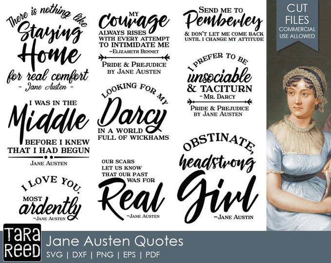 Jane Austen Quotes SVG and Cut Files for Crafters - Etsy