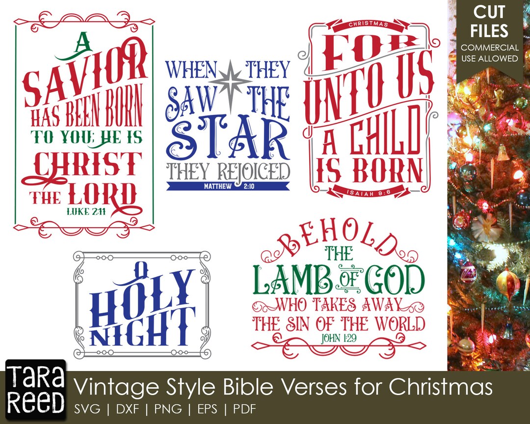 Vintage Style Bible Verses for Christmas - Bible Verse SVG and Cut ...
