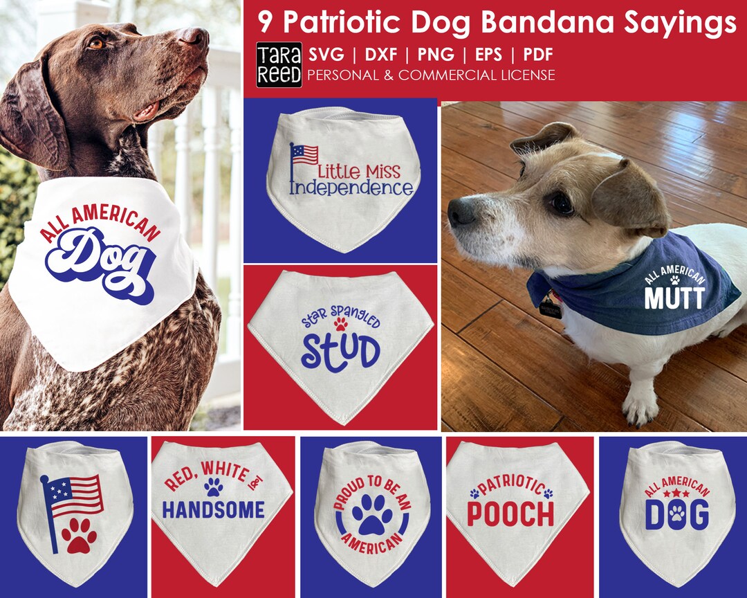 Patriotic Dog Bandana Sayings - SVG and Cut Files for Crafters - Etsy